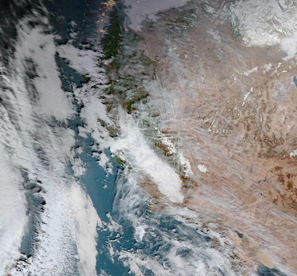 View of tule fog occurring right now in California's central valley ...
